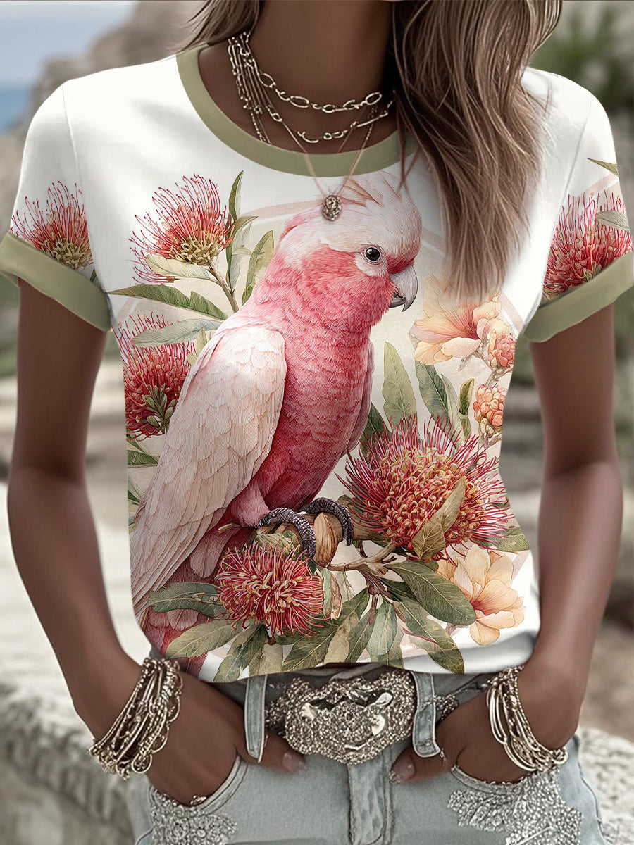 Women's Pink Cockatoo Aussie Proud Printed T-shirt – tailorthis