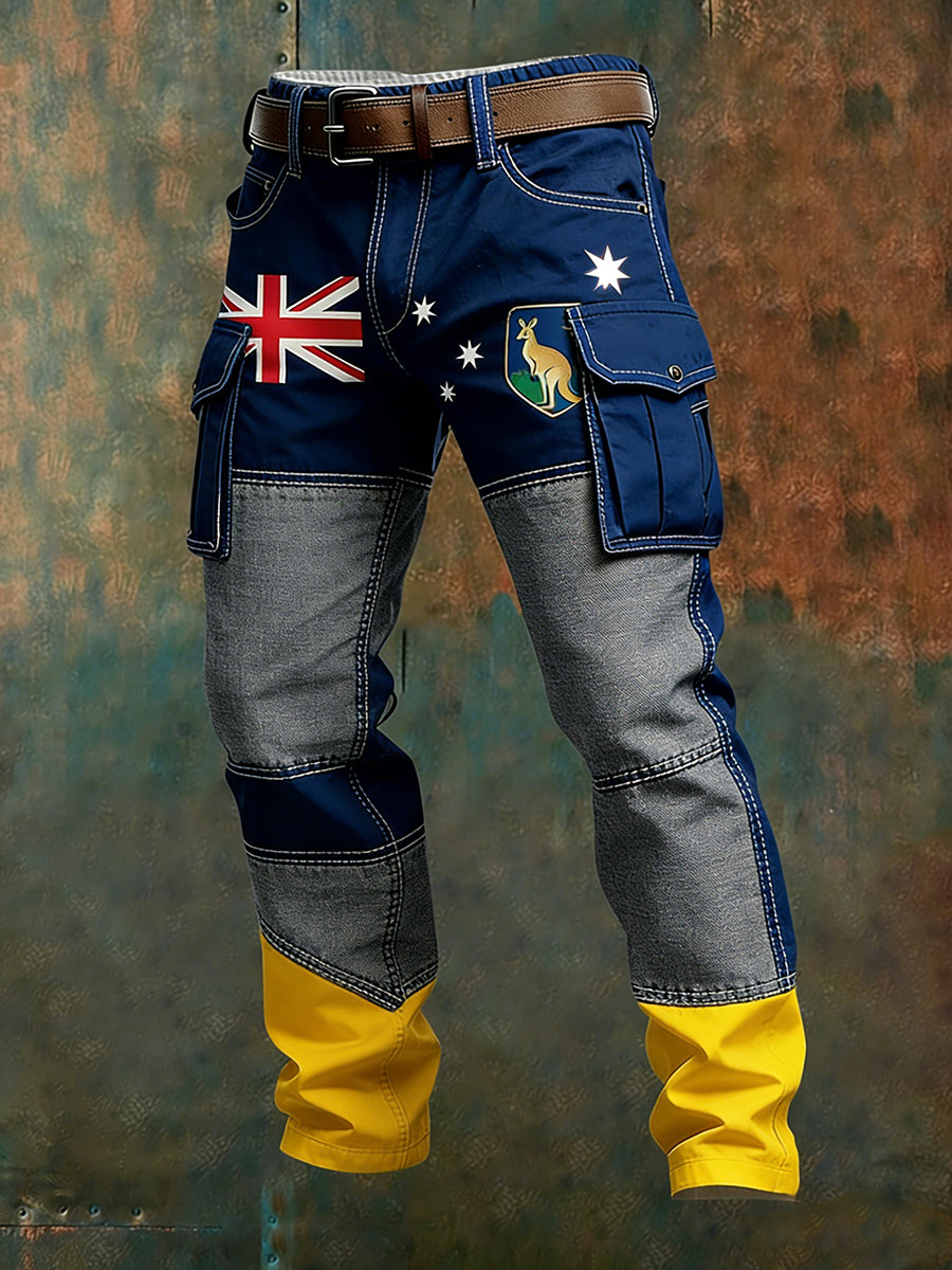 Men's Vintage Australian Flag Art Print Business Casual Work Pants ...