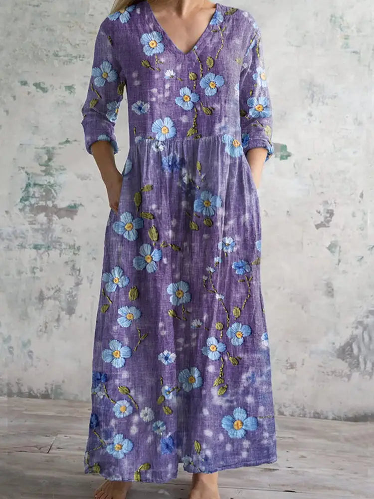 Women's Purple Forget-Me-Not Print Alzheimer's Awareness Support Dress ...